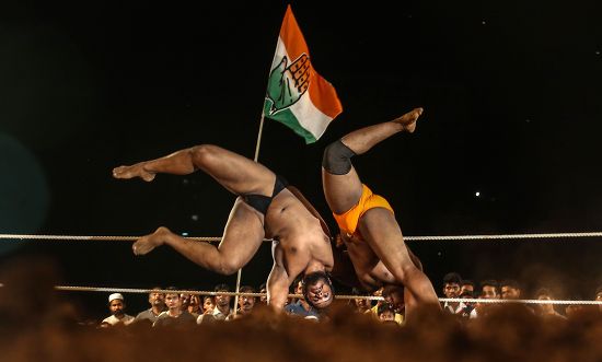 Wrestlers Action During Indian Traditional Wrestling Editorial Stock ...