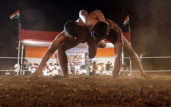 Wrestlers Action During Indian Traditional Wrestling Editorial Stock ...