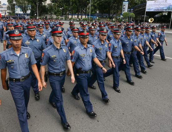 Filipino Policemen March Formation Philippine National Editorial Stock ...