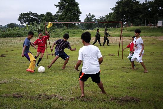 Filipino Kids Play Soccer Members Elite Editorial Stock Photo - Stock ...