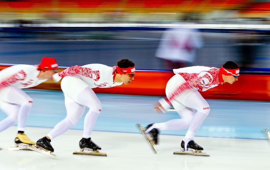 Russian Speed Skaters Action During Training Editorial Stock Photo ...