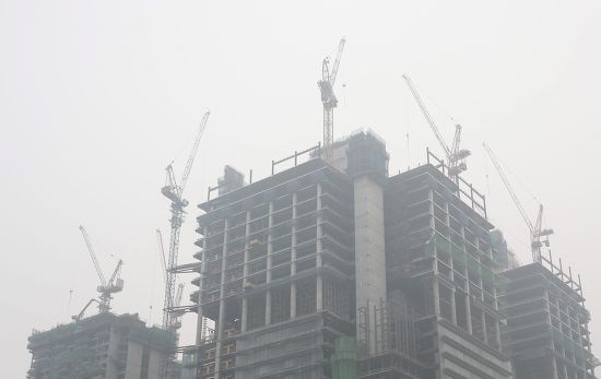 View Haze Shrouded Construction Site Self Editorial Stock Photo - Stock ...