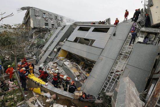 Rescuers Search Survivors Collapsed Building Following Editorial Stock ...