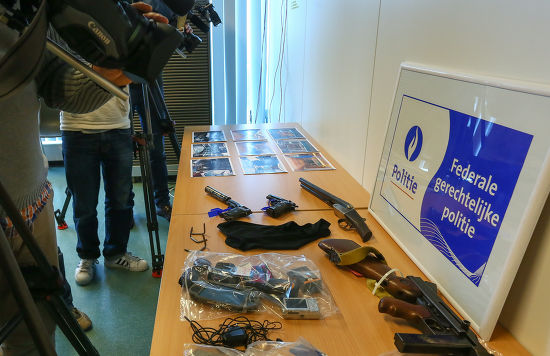 Weapons Evidence Displayed During Police News Editorial Stock Photo ...