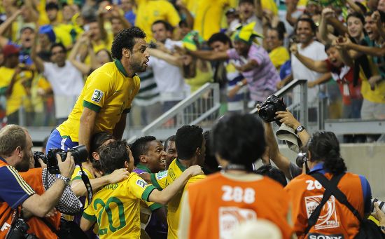Brazils Fred His Teammates Celebrate Their Editorial Stock Photo ...