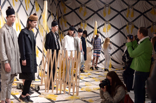 Guests Walk By Models Presenting Creations Editorial Stock Photo ...