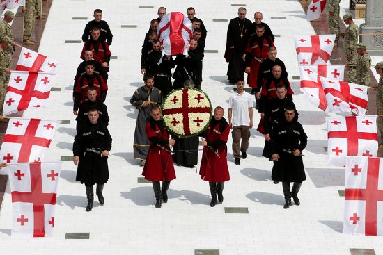Georgian Guards Dressed National Uniforms Carry Editorial Stock Photo ...