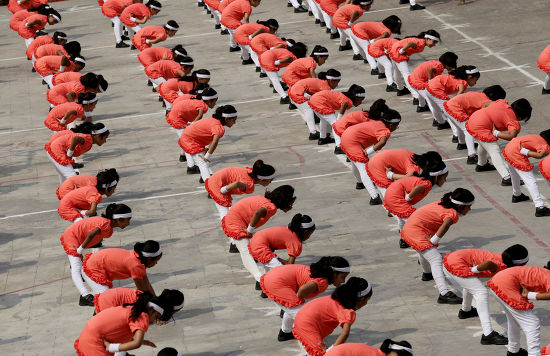 Indian Girl Students Perform Drill School Editorial Stock Photo - Stock ...