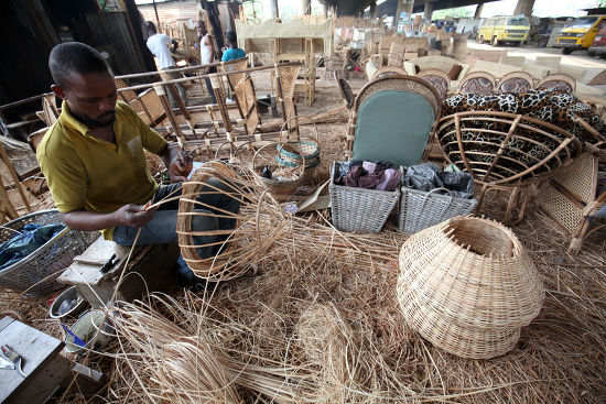 Nigerian Man Weaving Cane Sticks Produce Editorial Stock Photo - Stock ...