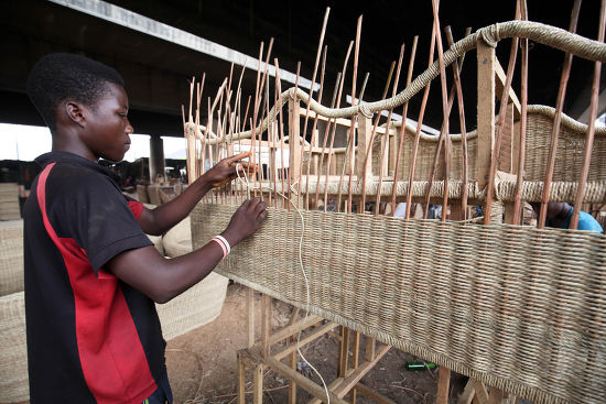 Nigerian Boy Weaving Cane Sticks While Editorial Stock Photo - Stock ...