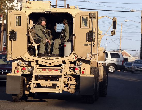 Police Officers Seated Armored Assault Vehicle Editorial Stock Photo ...