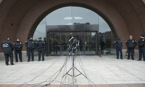 Microphone Stand Police Officers Wait Outside Editorial Stock Photo ...