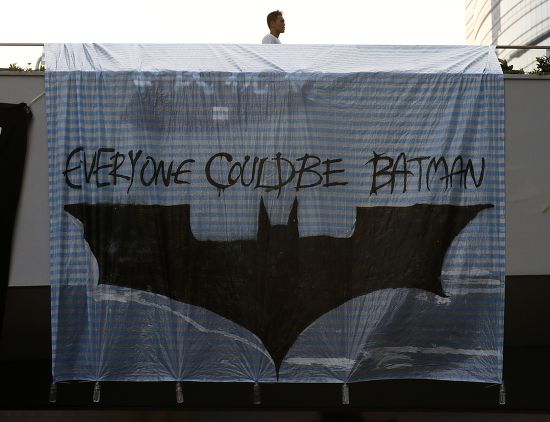 Batman Symbol Hangs On Overpass While Editorial Stock Photo - Stock ...
