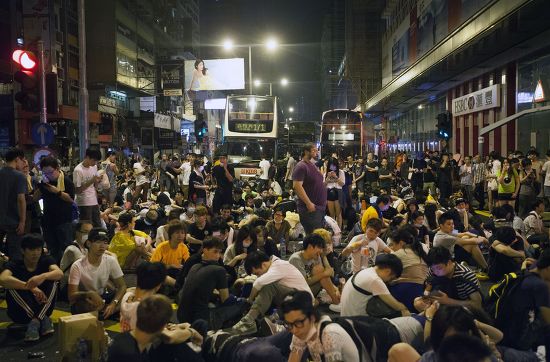 Prodemocracy Protesters Seen Blocking Busy Intersection Editorial Stock ...