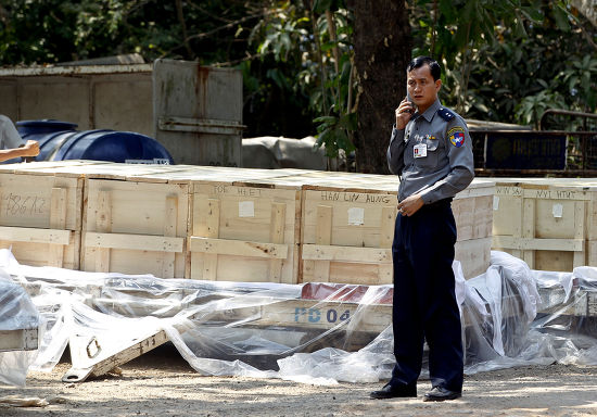 Myanmar Police Officer Talks On His Editorial Stock Photo - Stock Image ...