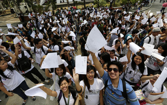 Filipino College Students Wave Their Application Editorial Stock Photo ...