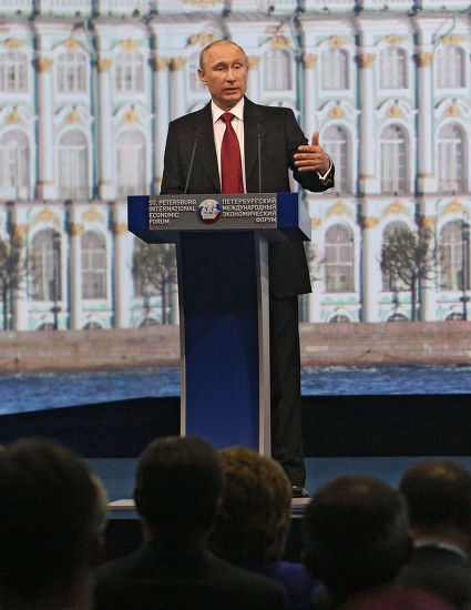 Russian President Vladimir Putin Speaks St Editorial Stock Photo ...