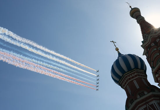 Russian Military Jets Fly Over Onionshaped Editorial Stock Photo ...