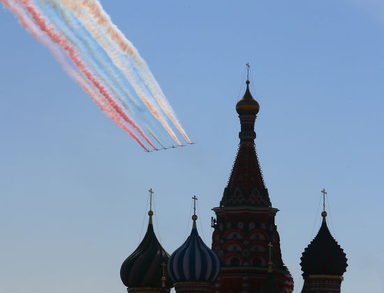 Russian Military Jets Fly Over Onionshaped Editorial Stock Photo ...