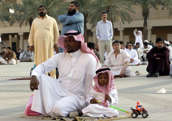 Saudi Child Sits His Father After Editorial Stock Photo - Stock Image ...
