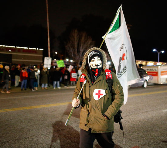 Protester Marches Around Barriers Outside Police Editorial Stock Photo ...