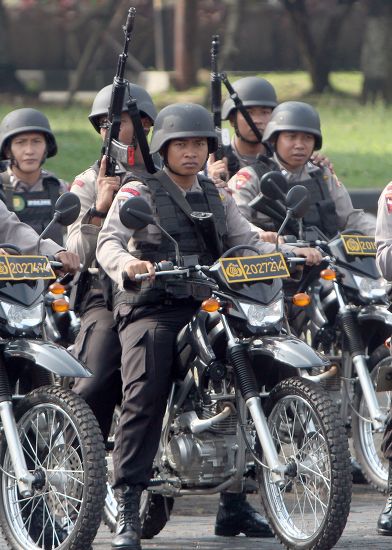 Indonesian Mobile Brigade Police During Preparation Editorial Stock ...