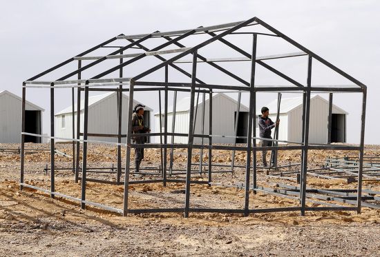 Jordanian Workers Construct Steel Houses Azraq Editorial Stock Photo ...