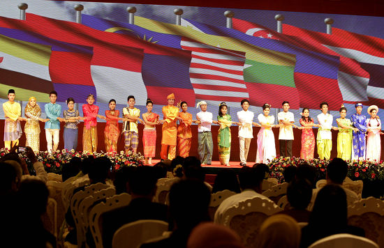 People Asean Costumes Perform Dance During Editorial Stock Photo ...