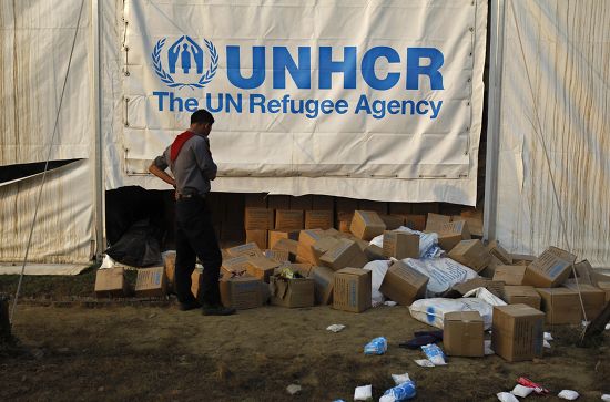 Policeman Checks Damaged Relief Goods Destroyed Editorial Stock Photo ...