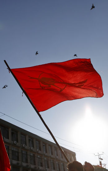 Protester Waves Burmese Student Union Flag Editorial Stock Photo ...