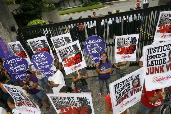 Filipino Protesters Carry Placards During Rally Editorial Stock Photo ...