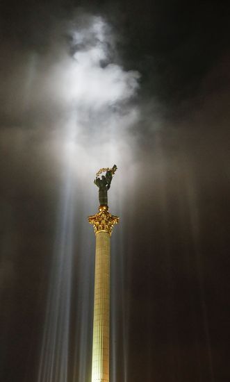 Statue Goddess Bereginya Illuminated By Lights Editorial Stock Photo ...