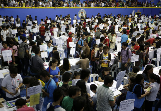 Filipinos Flock Job Fair Inside Gymnasium Editorial Stock Photo - Stock ...