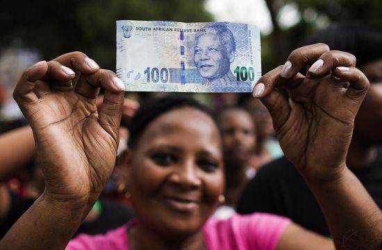 Woman Displays 100 Rand Note Hundreds Editorial Stock Photo - Stock ...