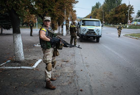 Ukrainian Soldier Donbass Battalion Holds Machine Editorial Stock Photo ...