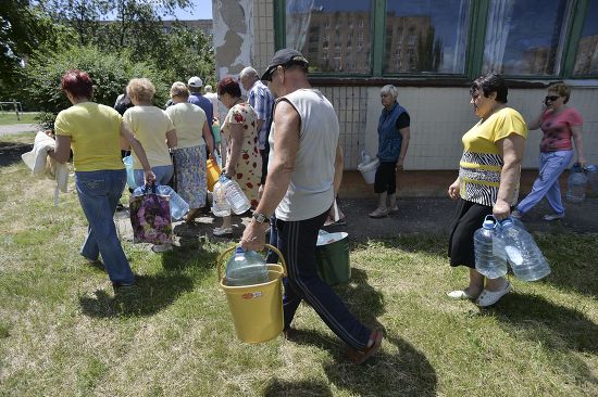 Local Resident Carry Buckets Bottles Have Editorial Stock Photo - Stock ...