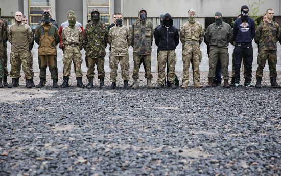 Volunteers Azov Battalion Stand Line During Editorial Stock Photo ...