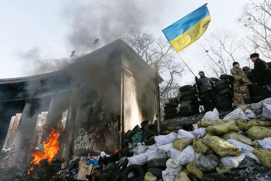 Protesters Wave National Flag Barricade During Editorial Stock Photo ...
