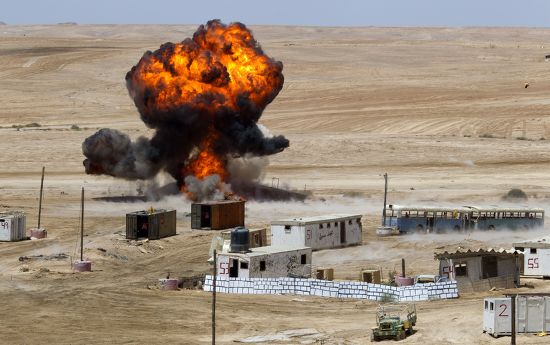 Tank Shell Explodes Strikes Target Israeli Editorial Stock Photo ...