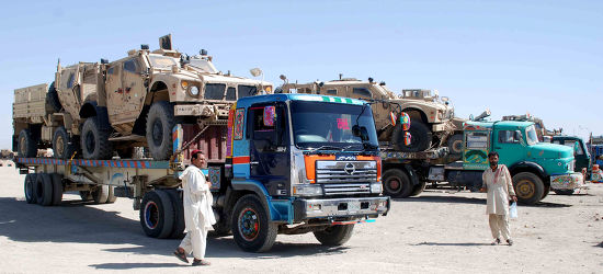Trucks Transporting Nato Military Vehicles Destined Editorial Stock ...