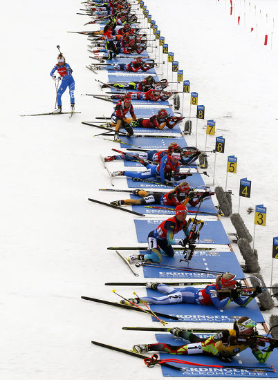 Biathletes Take Aim Shooting Range During Editorial Stock Photo - Stock ...
