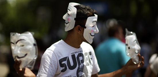 Street Vendor Sells Guy Fawkes Masks Editorial Stock Photo - Stock ...