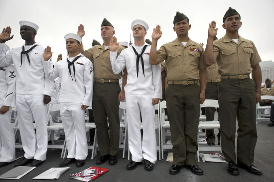 Active Navy Marines Take Oath Citizenship Editorial Stock Photo - Stock ...