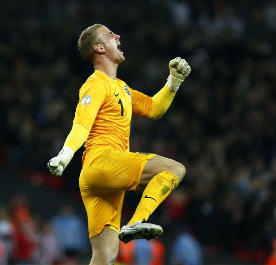 Englands Goalkeeper Joe Hart Celebrates His Editorial Stock Photo ...