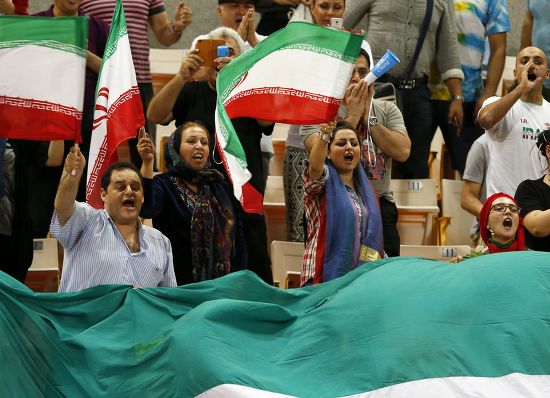 Iranian Fans Cheer Their Team During Editorial Stock Photo - Stock ...