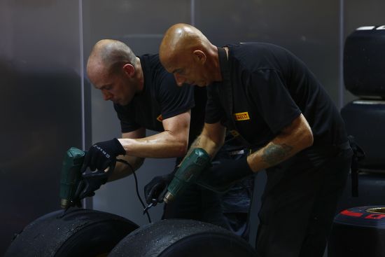 Pirelli Workers Labor On Paddock End Editorial Stock Photo - Stock ...