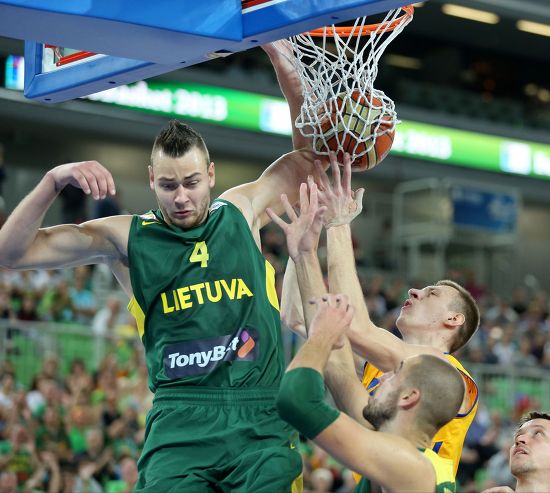 Lithuanias Donatas Motiejunas Action During Eurobasket Editorial Stock ...