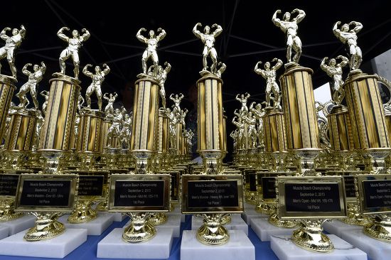 Bodybuilding Trophies Wait Be Awarded Annual Editorial Stock Photo ...