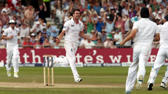 Englands Jimmy Anderson Bowls Australias Chris Editorial Stock Photo ...