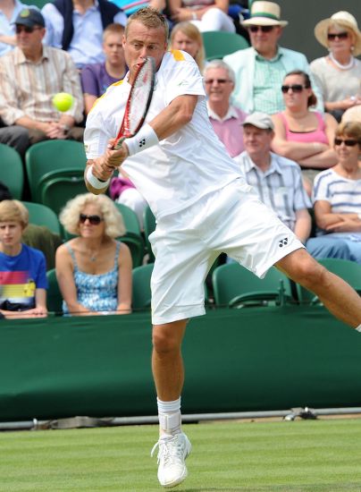 Australias Lleyton Hewitt Returns Dustin Brown Editorial Stock Photo ...